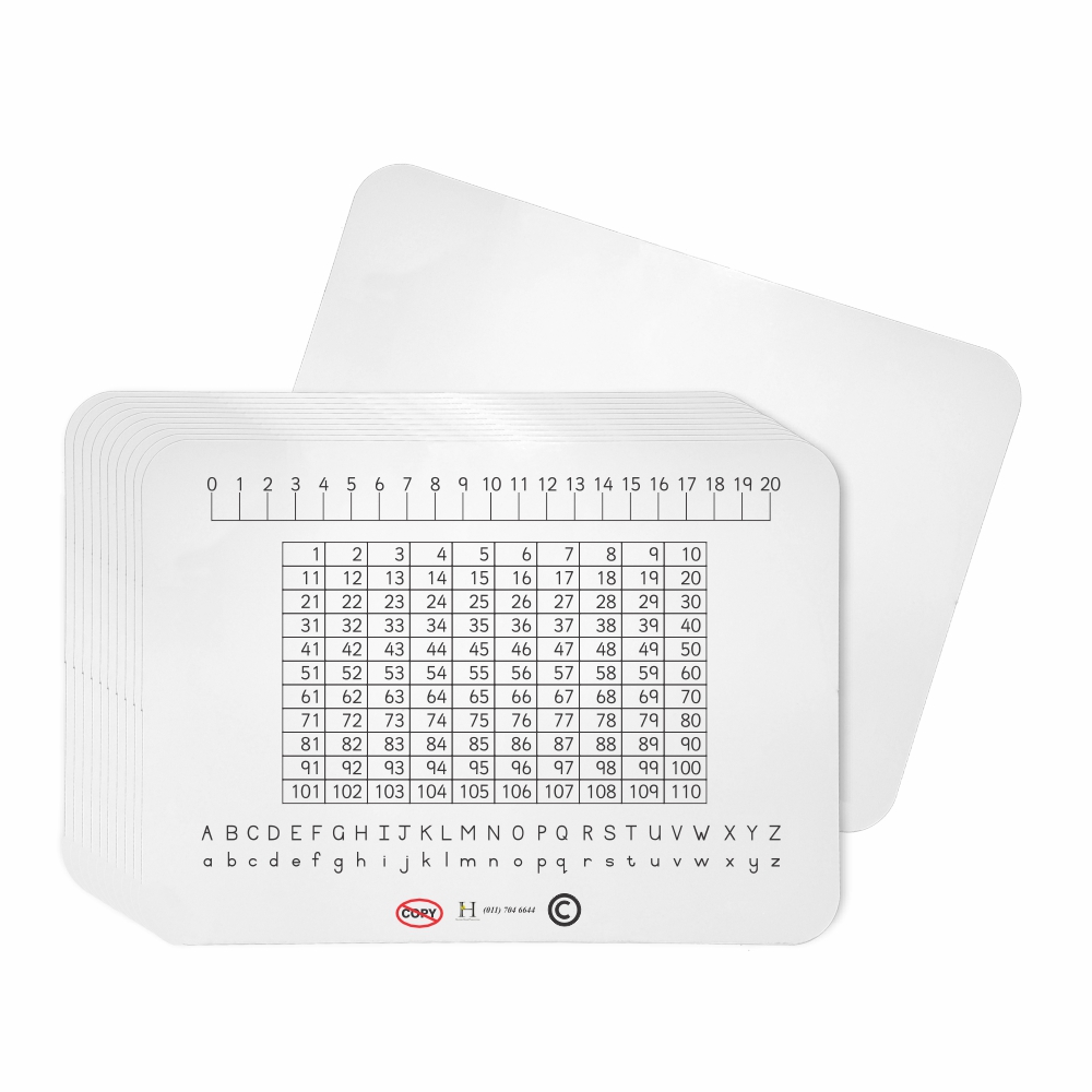 WRITING SLATE 1-110 NUMBER CHART, 0-20 NUMBERLINE, JUNIOR ALPHABET A-Z ...