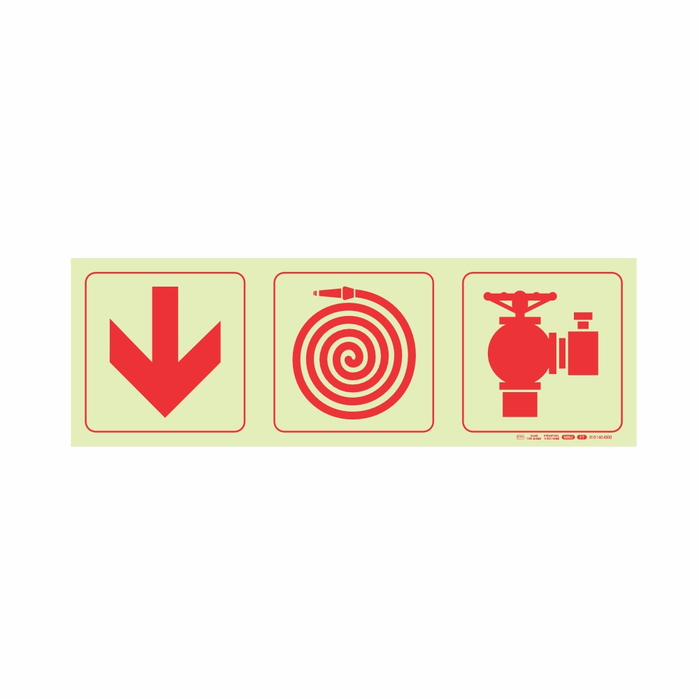 Photoluminescent 190mm Safety Sign F7 Arrow Down Fire Hose Reel Fire ...