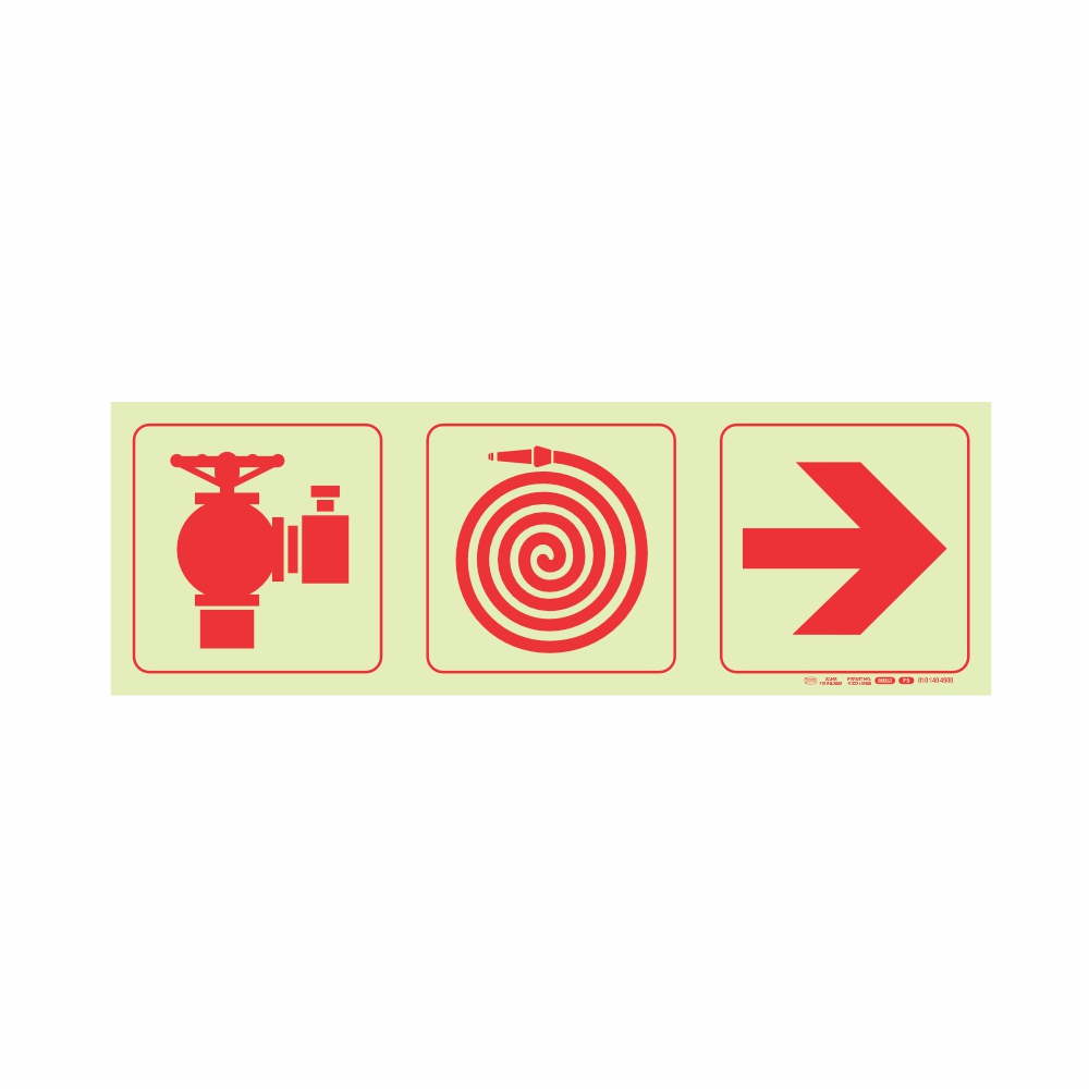 Photoluminescent 190mm Safety Sign F9 Fire Hydrant Fire Hose Reel Arrow ...
