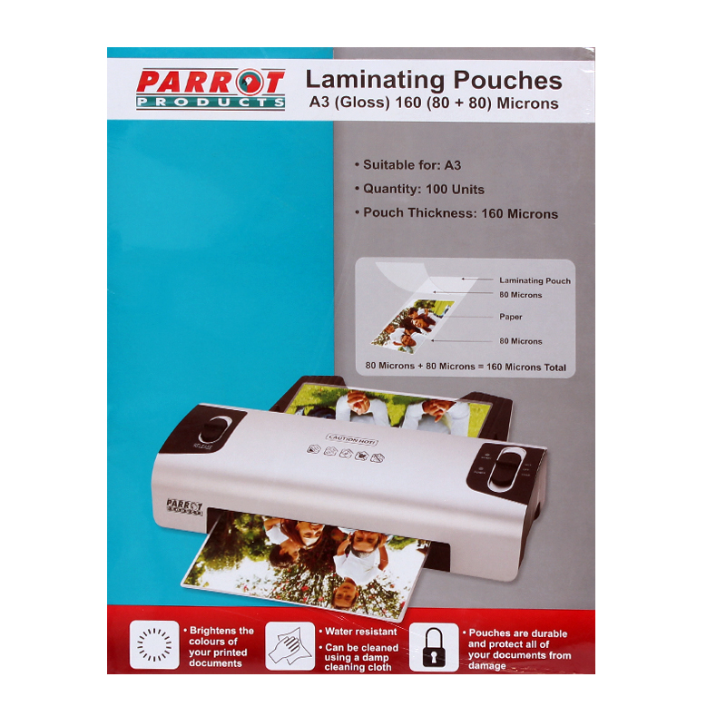 Laminating Pouches (A3, Gloss, 305x426mm, 160 (80+80) Microns, Box 100)