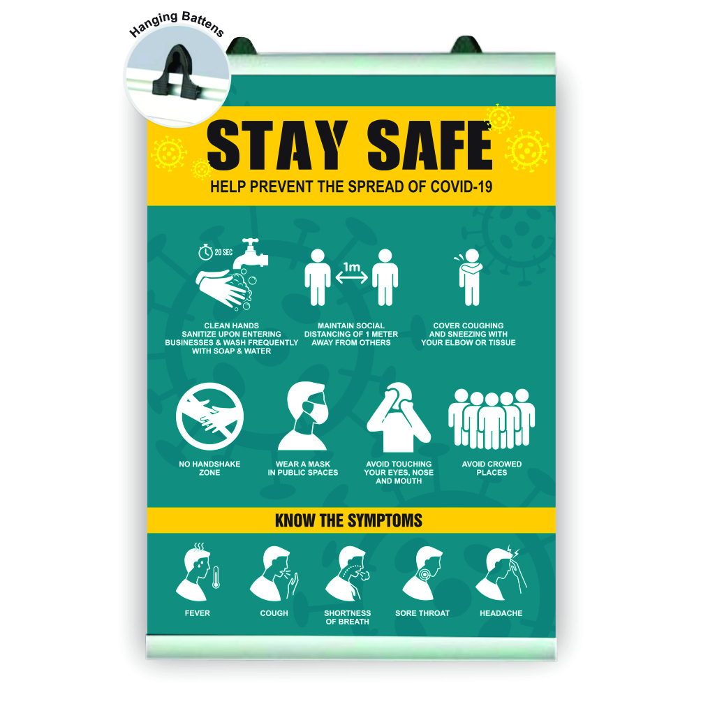 Covid-19 - Hanging Batten A0 - Covid19 - Social Distancing Poster Included